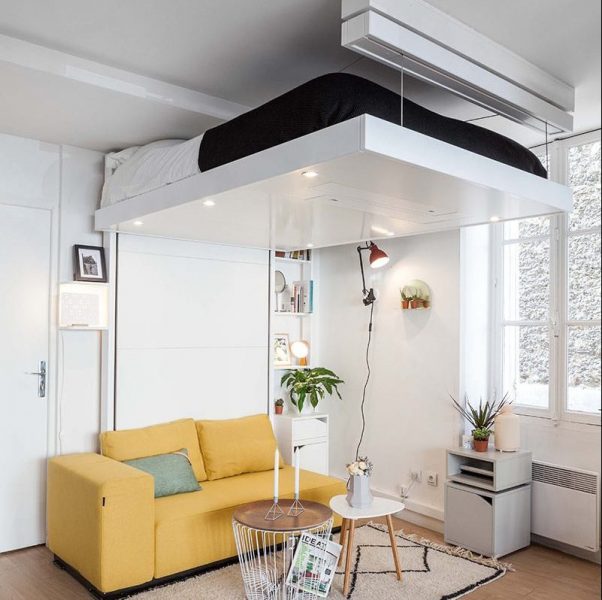 Retractable ceiling beds: a bedUp® concept with single and double beds