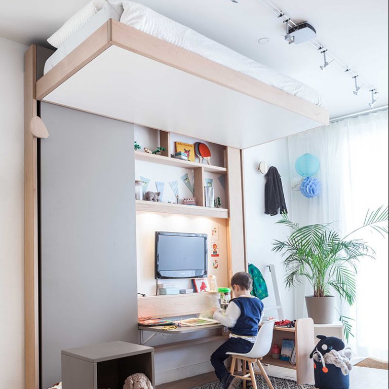 Retractable ceiling beds: a bedUp® concept with single and double beds