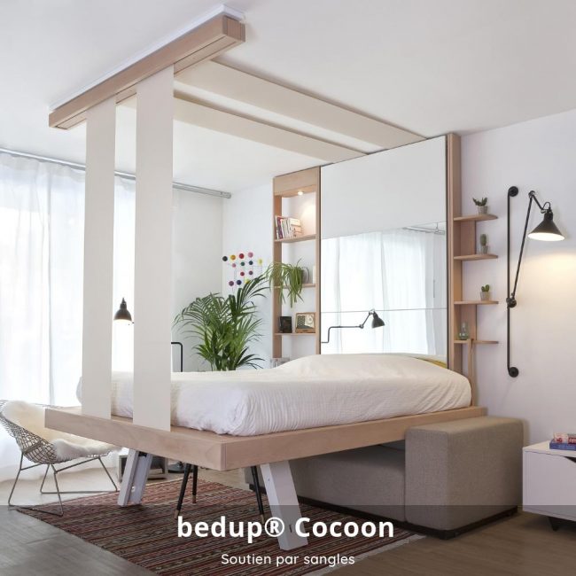 Retractable ceiling beds: a bedUp® concept with single and double beds