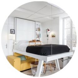 Retractable ceiling beds: a bedUp® concept with single and double beds