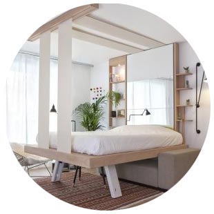 Retractable ceiling beds: a bedUp® concept with single and double beds