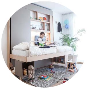 Retractable ceiling beds: a bedUp® concept with single and double beds